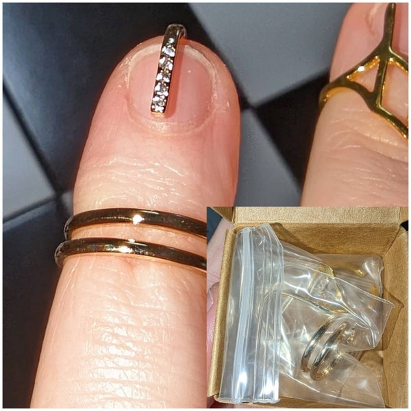 2 Fingertip Rings Fingernail Art Trendy Open Adjustable Rose Design ...