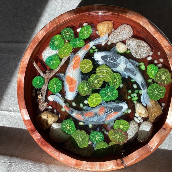 Koi Fish Resin Epoxy Coffee Table | Rectangle Resin Epoxy Coffee Table ...