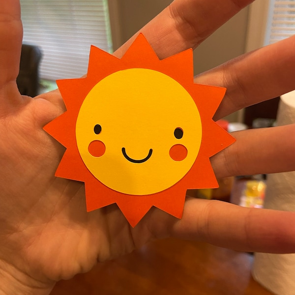 Smiling Sun Die Cuts Set of 6, Summer Die Cut, Beach Die Cut, Yellow ...
