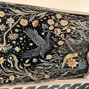 Dark Cottagecore Crow Tapestry Woven Raven Wall Art Blanket Woven Wall ...