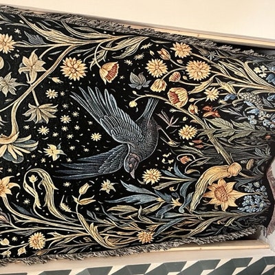 Dark Cottagecore Crow Tapestry Woven Raven Wall Art Blanket Woven Wall ...