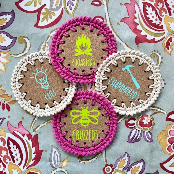 Cork Board Coaster Pattern, DIY Crochet Coasters, Digital Download ...