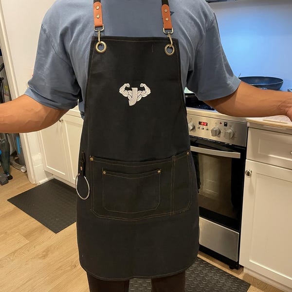 Personalized Bar Apron, Canvas Workshop Apron With Pockets, Custom Gift ...