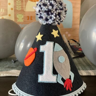 Boys Space Party Birthday Hat Rocket Birthday Hat First Trip Around Sun ...