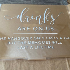 Drinks Are on Us Open Bar Sign for Wedding and Special Events. - Etsy