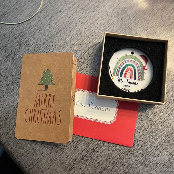 Teacher Christmas Ornament, Personalized Rainbow, Custom Ornament ...