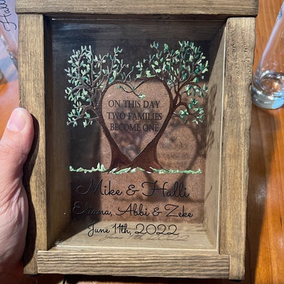 Blended Family Wedding Sand Ceremony Set, Rustic Shadow Box Sand ...