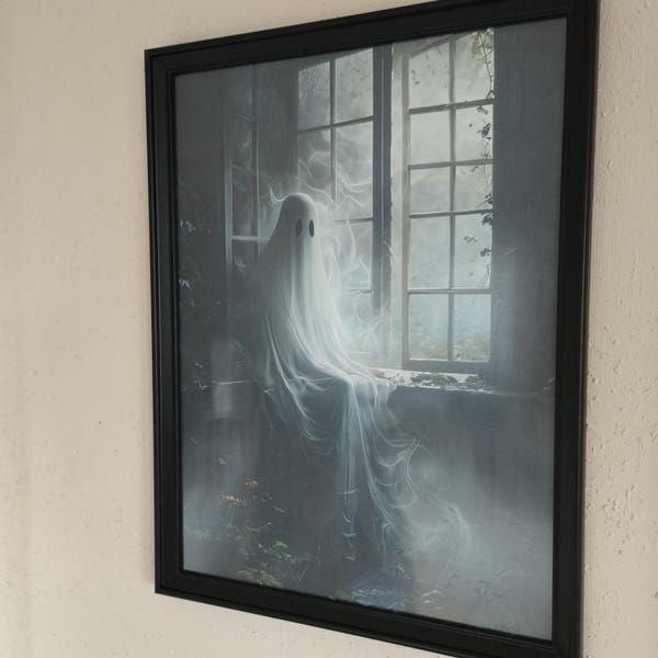 Ghost at the Window: Spooky Art Print, Ghost, Gothic Painting ...