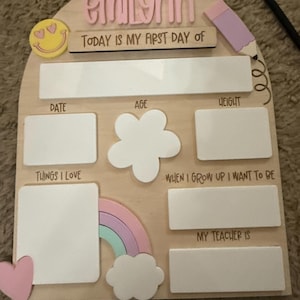 Rainbow Girls First Day of School Sign, Interchangeable Back to School ...