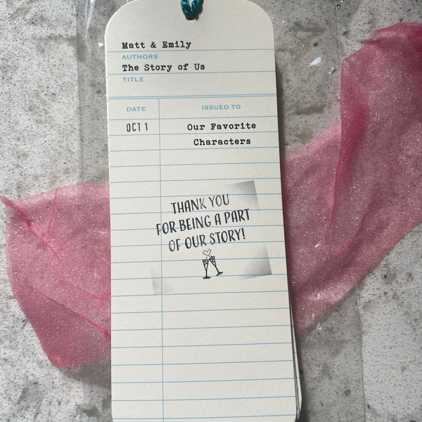 Personalized, Library Check-out Card Wedding Bookmark Favors - Etsy