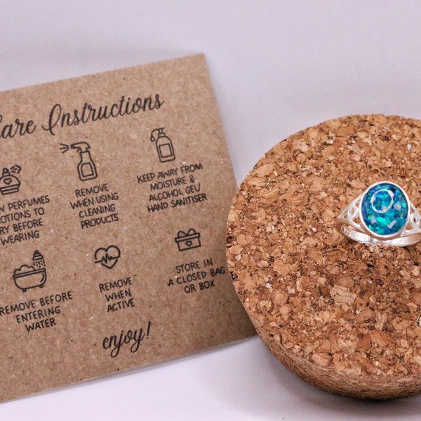40 Printed Jewellery Care Cards, Square Kraft Card Instructions, Resin ...