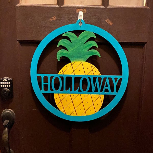 Pineapple - Summer Door Hanger - Pineapple Door Hanger - Last Name Sign ...