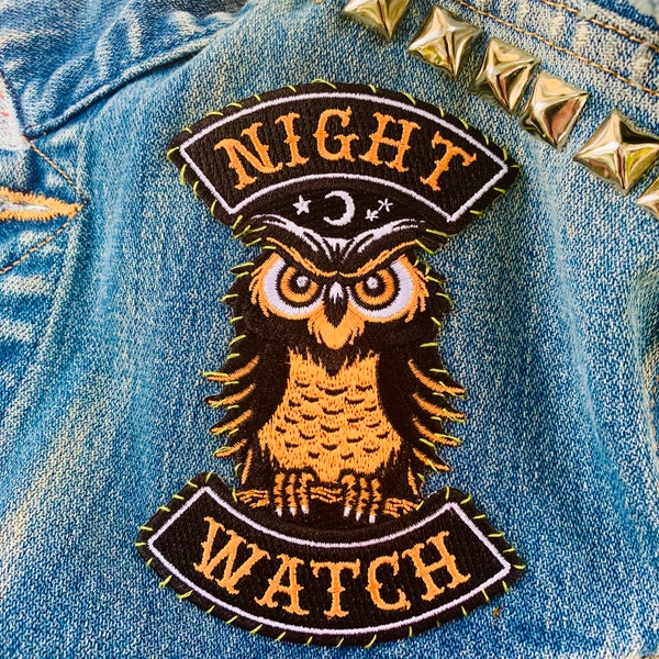 Night Watch Owl Halloween Biker Patch | Owl | Halloween | - Etsy
