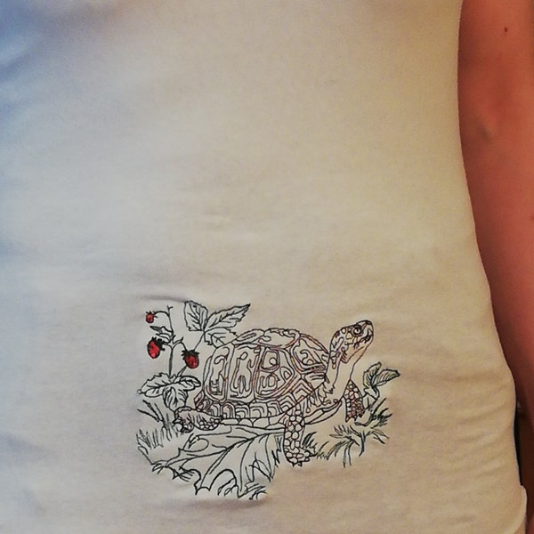Turtle Machine Embroidery Design, Tortoise Embroidery Design, Redwork ...