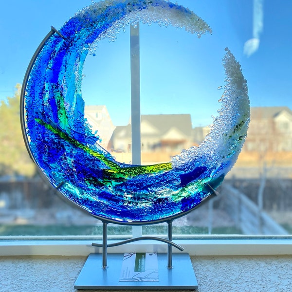 12" Round Glass Display Stand With Wave Design, for Fused Glass - Etsy