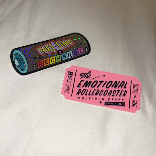 Holographic Glitter Take Time to Recharge Battery Sticker - Mental ...