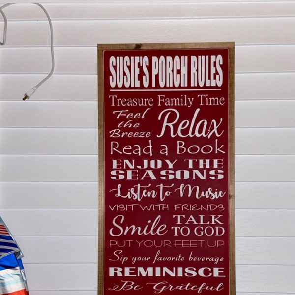Personalized Porch Rules Sign: Custom Wooden Family Sign, Farmhouse ...