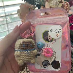 Personalized Cute Crochet Cat With Flower and Bell Keychain - Etsy