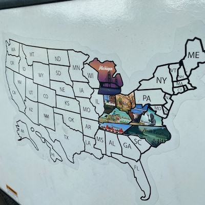Rv State Sticker Travel Map 23x14 Inch Large Visited USA States Map ...