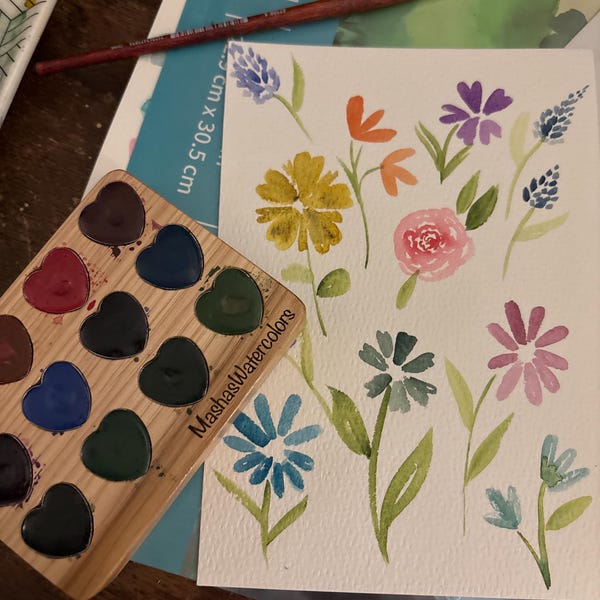 Ceramic Mini Watercolor Watercolor Palette Set 18 Wells Total, Two ...