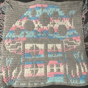 Haunted Hilltop Horror House Overlay Mosaic Crochet Pattern - Etsy