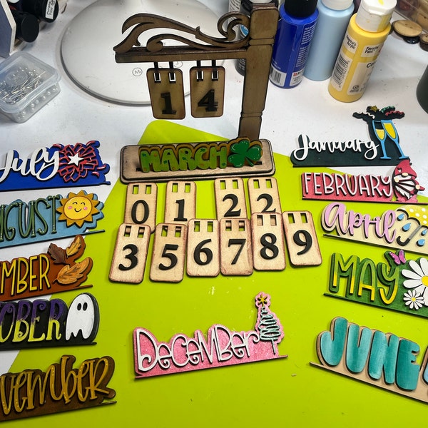 Interchangeable Desktop Size Calendar 5" X 5" Seasonal Decor, Gift 3D ...