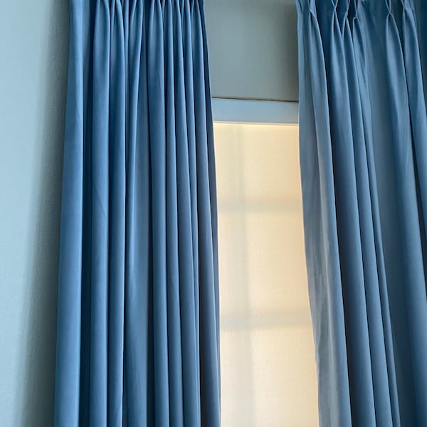 Pair of Baby Blue Velvet Curtains, Bedroom Velvet Curtains, Living Room ...