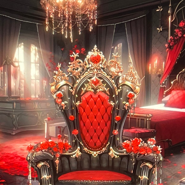 3x Vtuber Gaming Chair, Gothic Vampire, Red Rose, Romantic, Assets ...