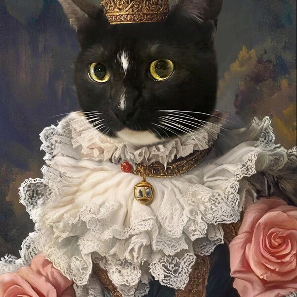Royal Cat Portrait From Photo, Royal Cat Portrait, Royal Pet Portrait ...