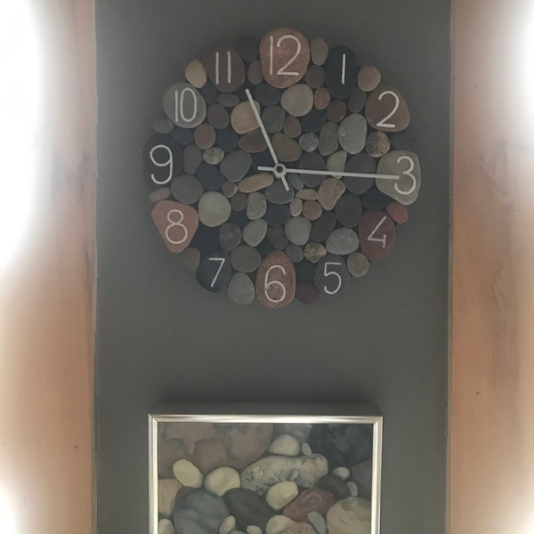 Pebble Art Clock 11, Coastal Stone Clock, Sea Pebble Wall Clock, Beach ...