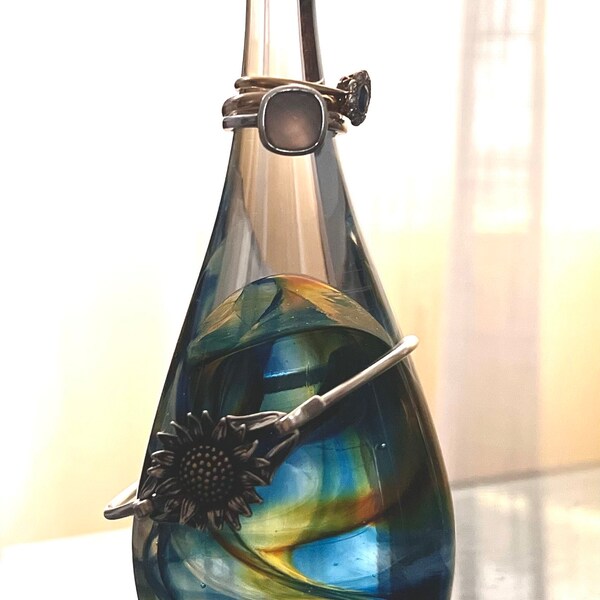 Blown Glass Space Paperweight, Blacks, Golds, White and Burgundy ...