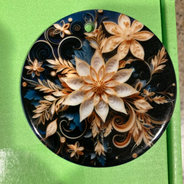 Christmas Flower Ornament, Christmas Decoration, Ceramic Ornament ...