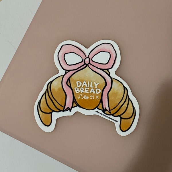 Daily Bread Croissant With Bow Sticker | Bible | Faith Stickers | God ...