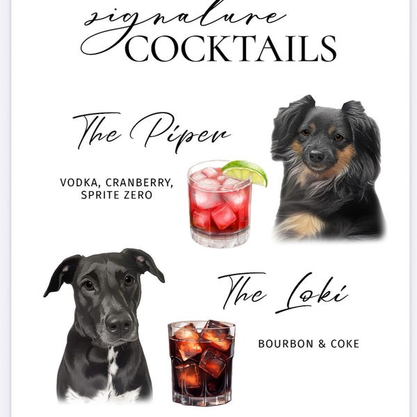 Signature Wedding Drink Menu for Wedding Signature Drink Names Dog ...