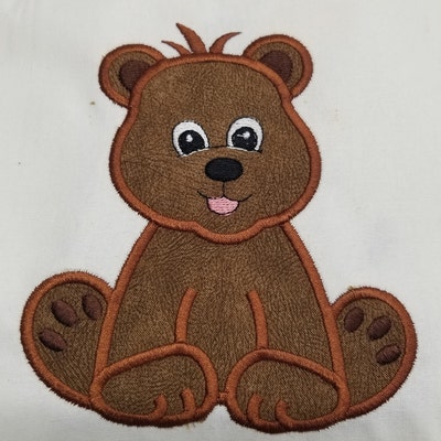 Applique Bear Machine Embroidery Design Zoo Baby Cub Boy Cute Animal ...