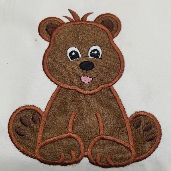 Applique Bear Machine Embroidery Design Zoo Baby Cub Boy Cute Animal ...