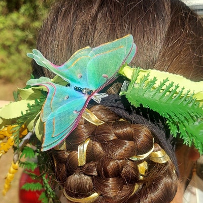 Silk Luna Moth Hair Clips With 3d Double-layer Wings Hair Accessories ...