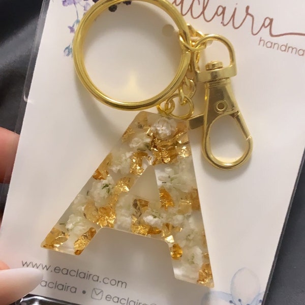 Real Flower Resin Keychain, Handmade Custom Keychain, 3D Letters ... Real Flower Resin Keychain, Handmade Custom Keychain, 3D Letters ...