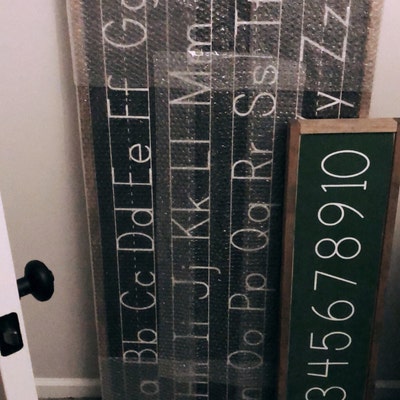2x4 Vintage Handwriting Alphabet ABC Sign 24x48 Framed Painted Wood ...