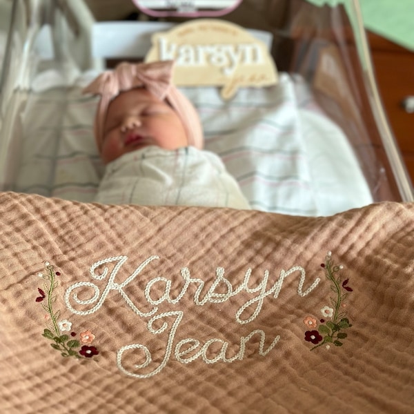 Personalized Embroidered Baby Receiving Blanket, Baby Blanket With Name ...