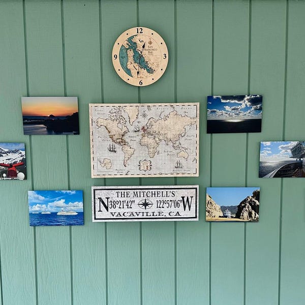 Manatee River 3D Wood Map Nautical Wall Clock, Bradenton Carved Water ...
