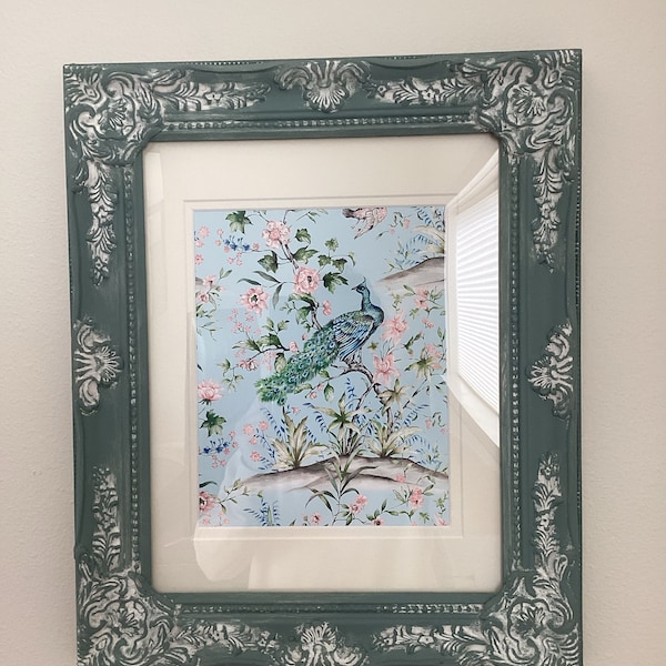 French Blue Chinoiserie Watercolor Print Set No. 2, Bird and Botanical ...