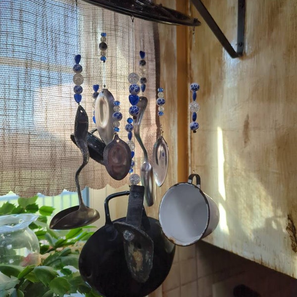 Kitchen Themed Mini Colander Wind Chime and Plant Holder Garden Art ...