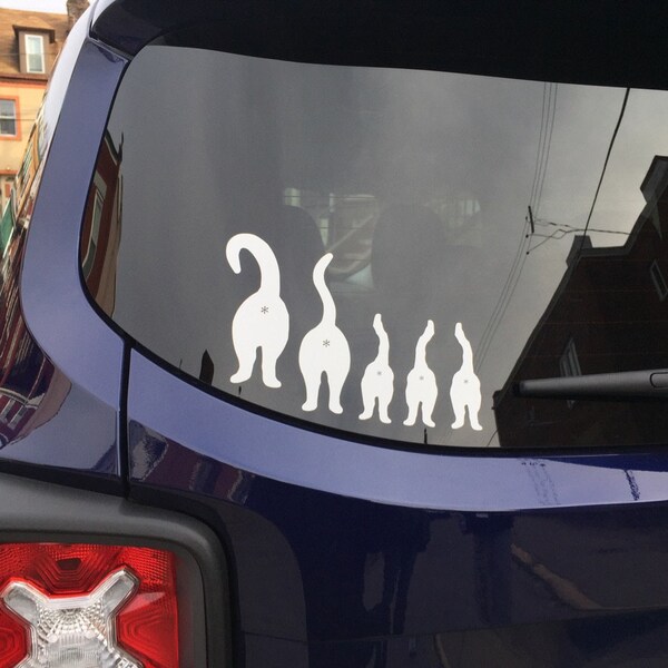 Unique Cat Family Car Stickers Vinyl Decals Funny Cat Butt Outdoor ...