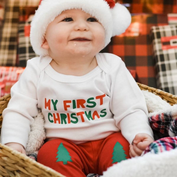 Baby Boys First Christmas Outfit, Personalized Baby Santa Hat, Unisex ...