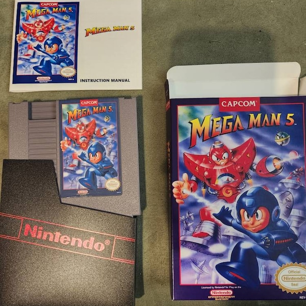 Mega Man 5 NES Box Manual Poly Block Dust Cover - NO GAME Included - Etsy