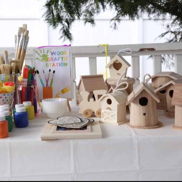 Art Party "wood Crafts Station", PRINTABLE PDF Sign, 4"x6", Instant ...