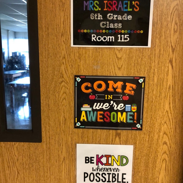 Teacher Door Sign Chalkboard PRINTABLE, Personalized Teacher Name Sign ...