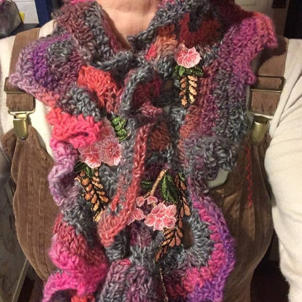 Scarf, Crochet Shoulder Warmer Patchwork Roses From Rose - Etsy