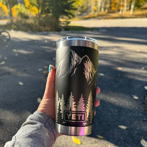 Laser Engraved YETI® or Polar Camel Tumbler Lake With Deer Scene Lake ...